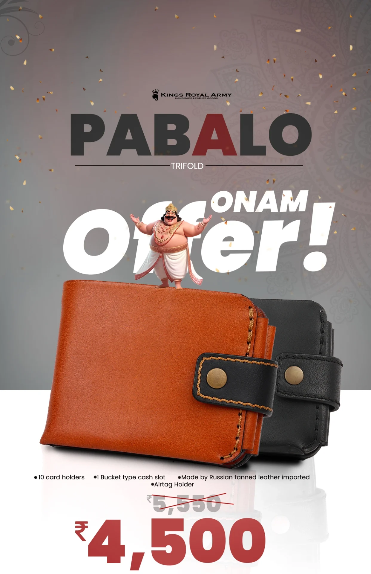 PABALO AirTag Leather Wallet | Kings Royal Army